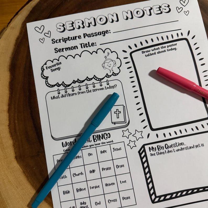 Children's Sermon Notes Page: Church Activity, Coloring (digital ...