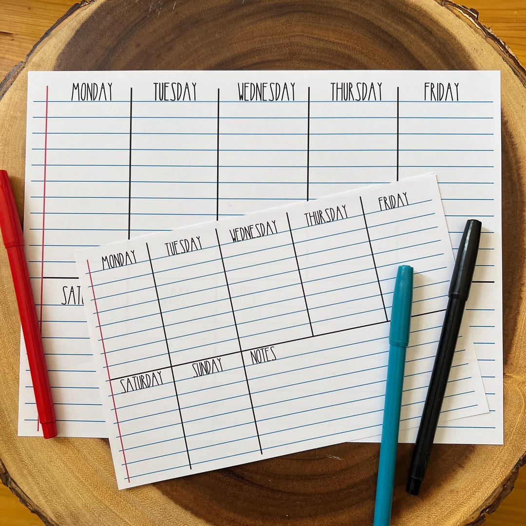 Digital Download Simple Lined Weekly Planner Notepad for Busy Mom or ...