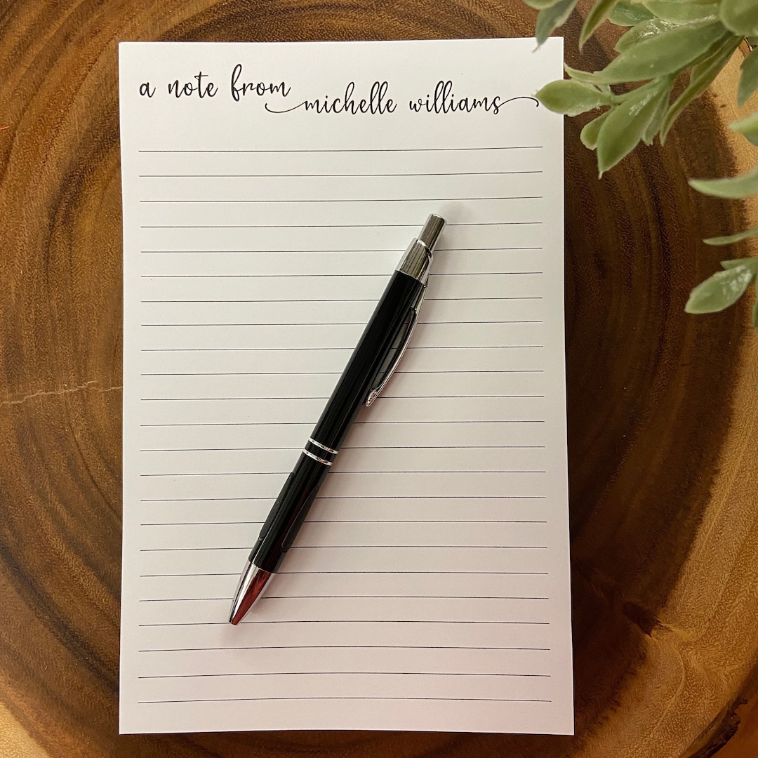 A Note From: Personalized LINED Script Notepad, Stationery, Custom ...