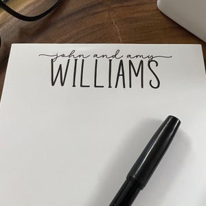 Personalized Handwritten Script Notepad, Stationery Family Name, Monogram, Custom, Paper ...