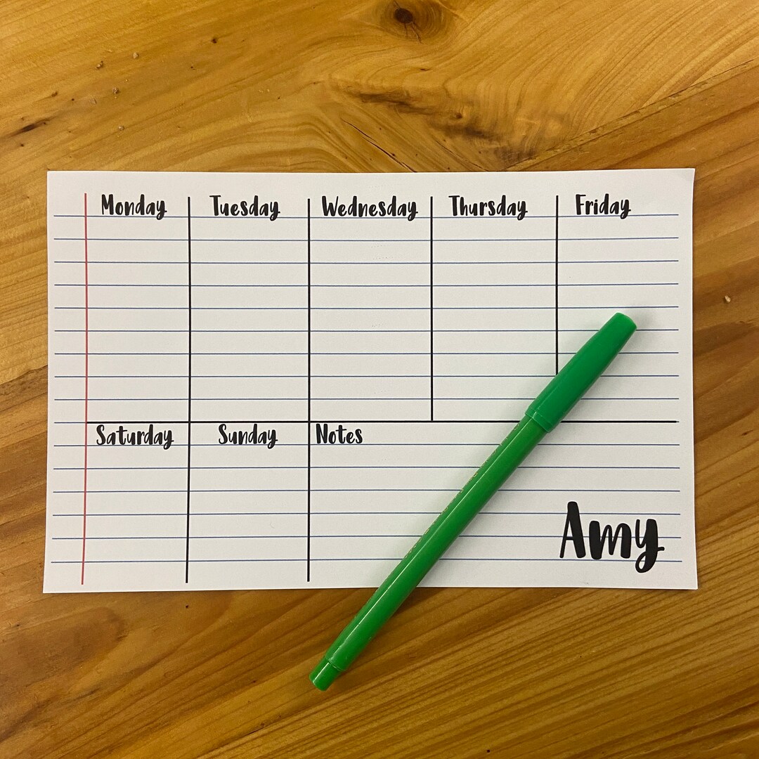 Personalized Weekly Planner Notepad, Personalized Stationery, Custom ...