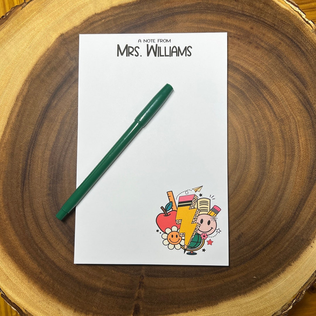 Retro Teacher Personalized Notepad: Smiley Face Design - Etsy