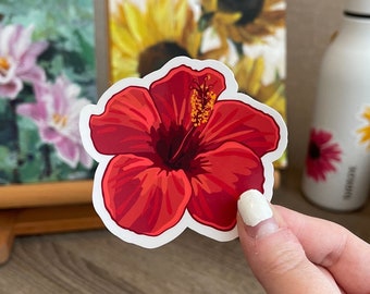 Hibiscus Flower Sticker - Etsy