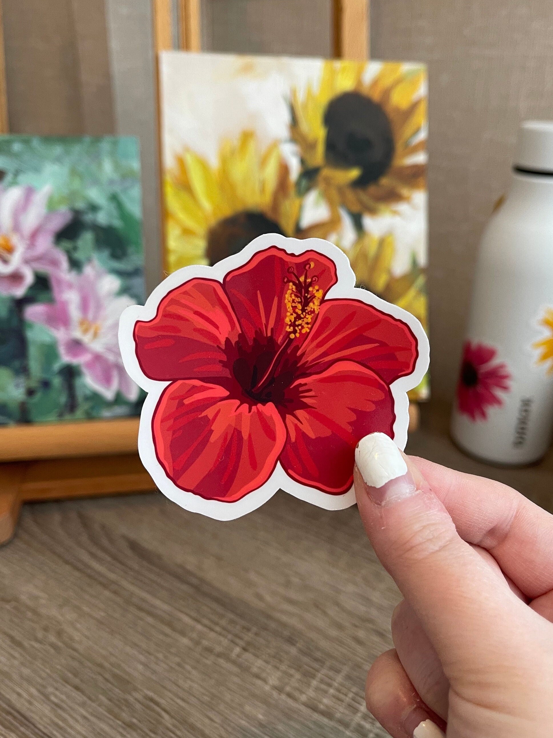 Hibiscus Flower Sticker - Etsy