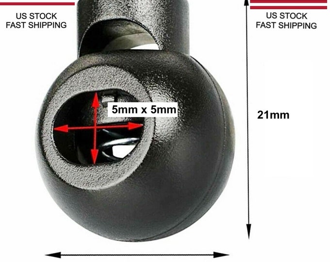 10pcs ,50pcs, 100pcs Single Hole Round Ball Cordlock Cord Lock Toggles ...