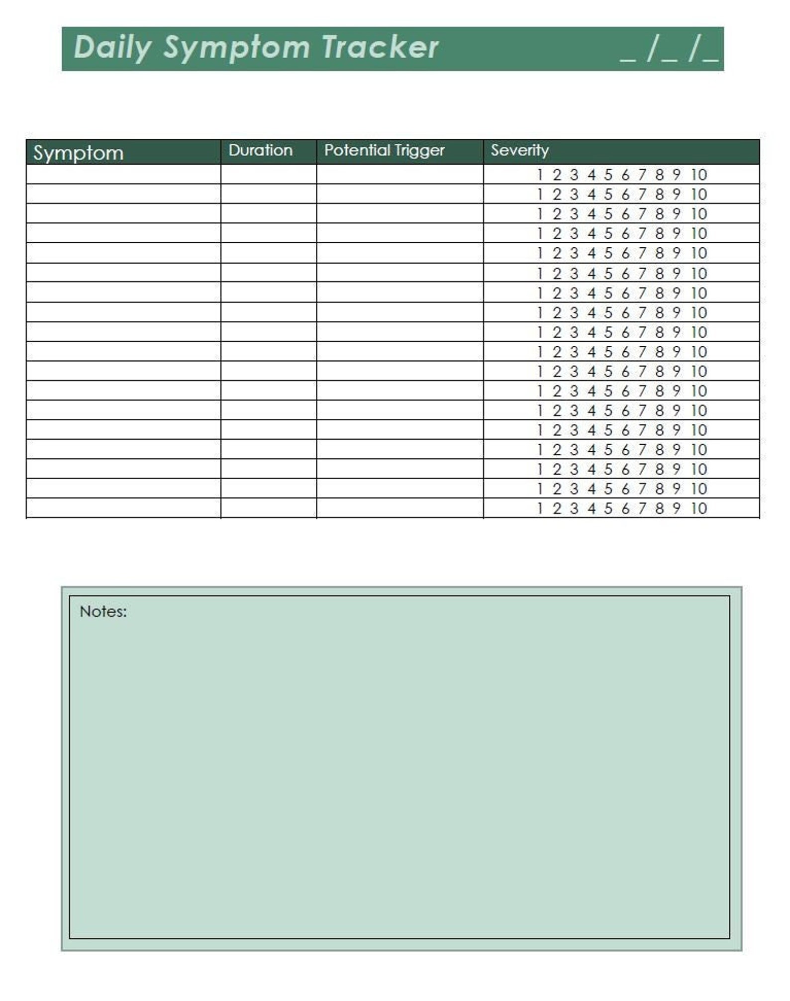 Daily Symptom Tracker - Etsy
