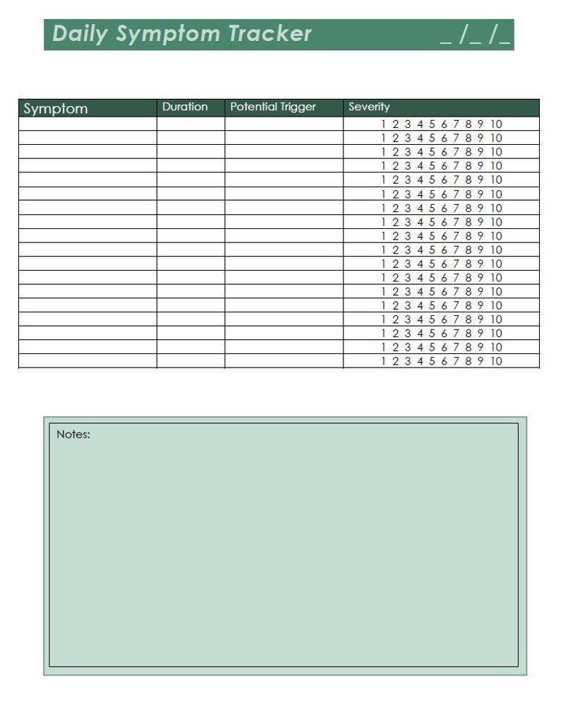 Daily Symptom Tracker - Etsy