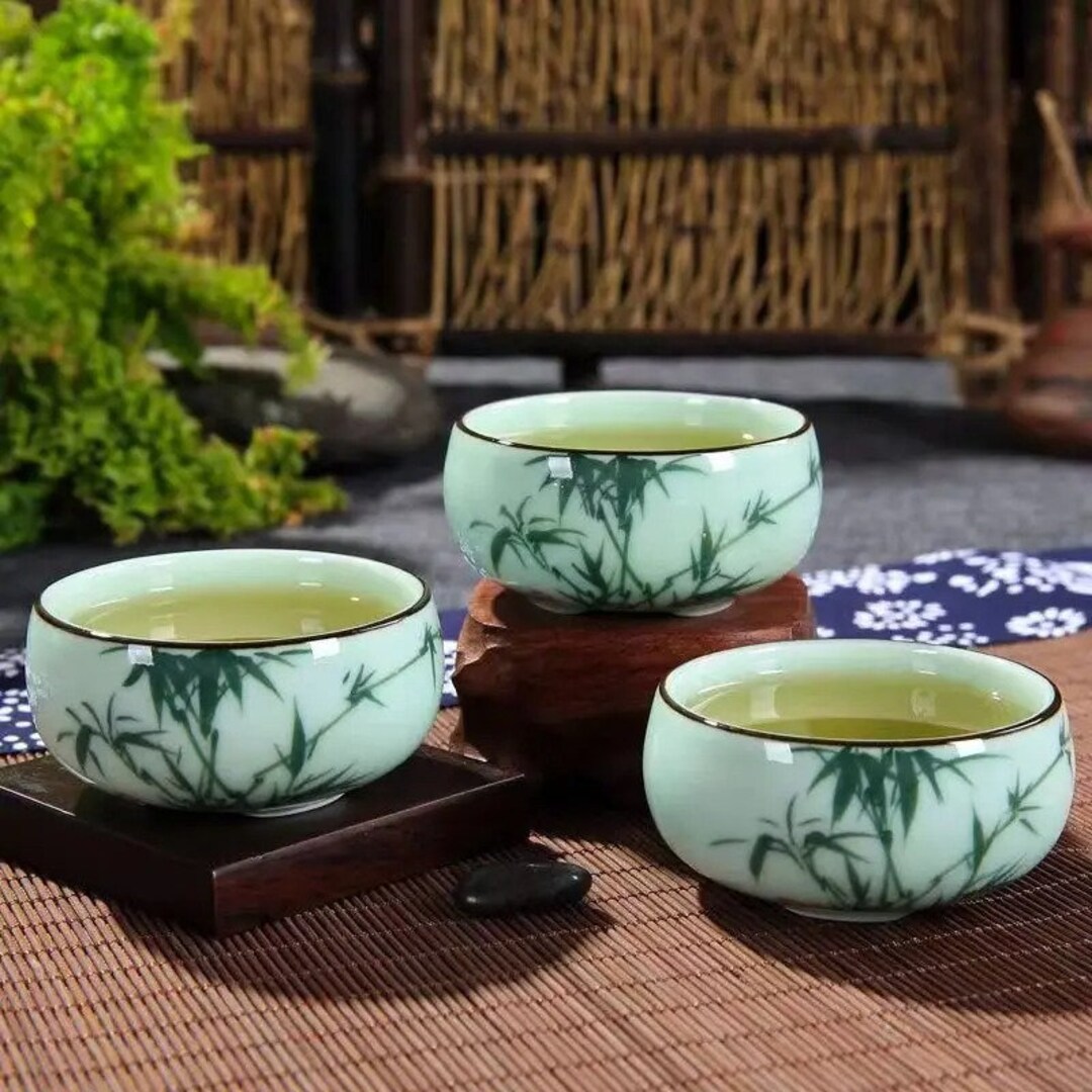 Traditional Hand-painted Landscape Teacup Ceramic Lotus Bamboo Carp Tea ...
