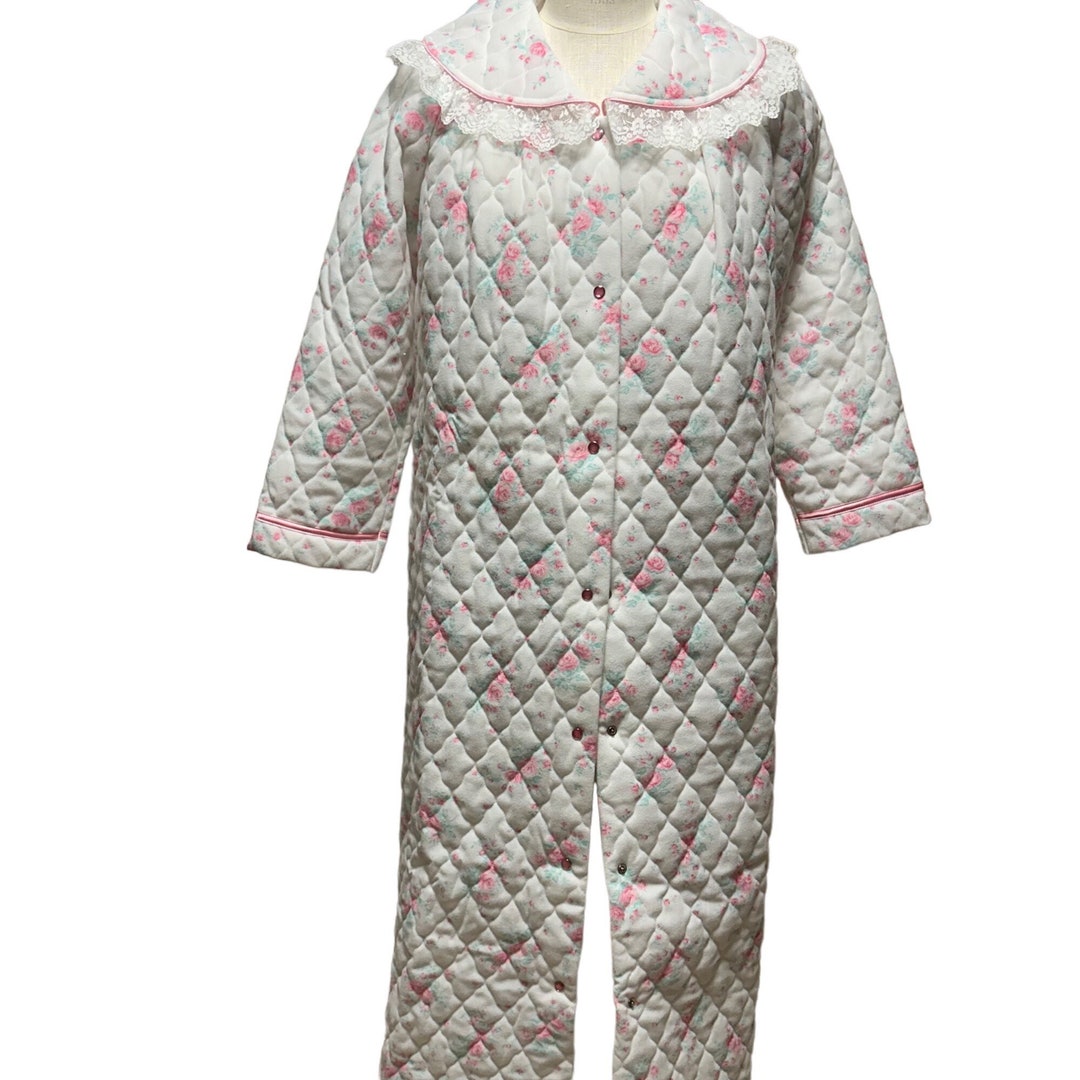Cachet Floral Quilted Robe New Deadstock Vintage M - Etsy