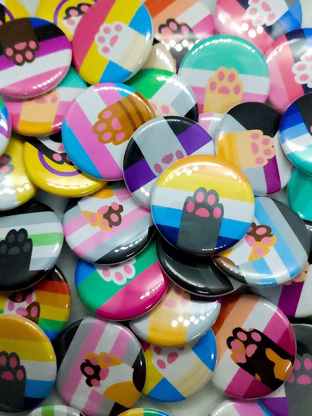 Cat Paw Pride Buttons, LGBTQ+ Buttons, Custom Buttons, Trans, Gay ...