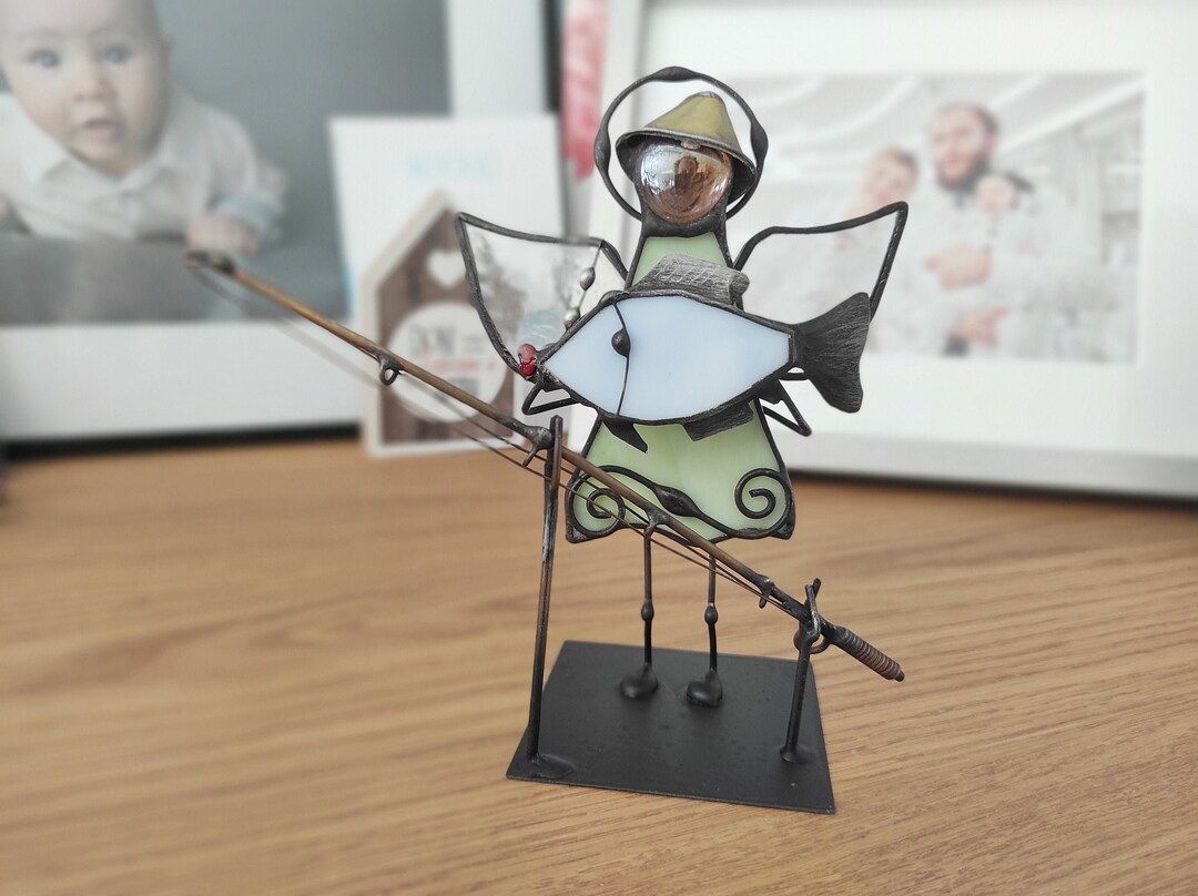 Gift for Angler, Big Fish Talisman, Keeper Guardian Angel of Anglers ...