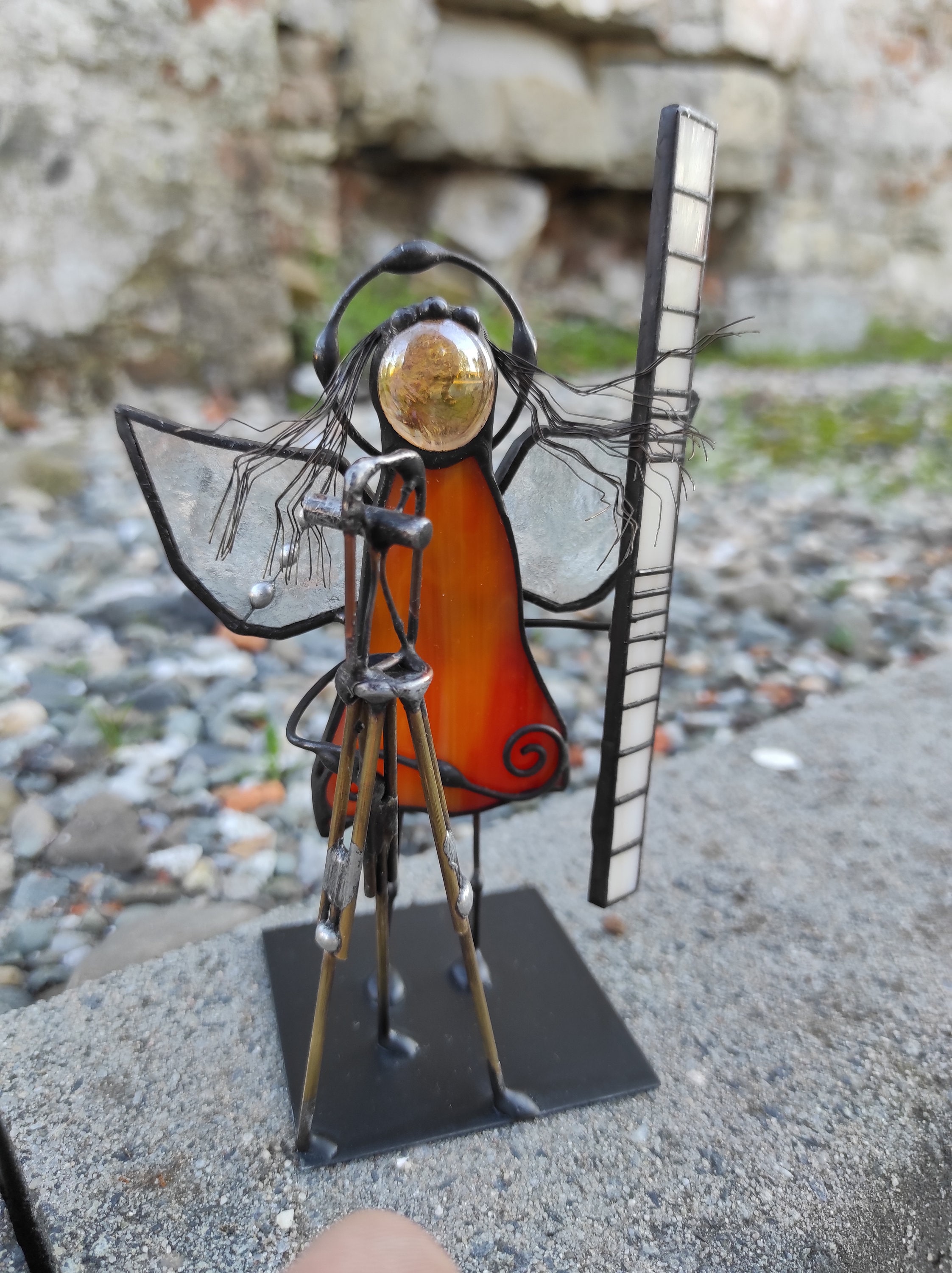 Gift for Surveyor, Stained Glass Angel Statue, Guardian Angel of ...