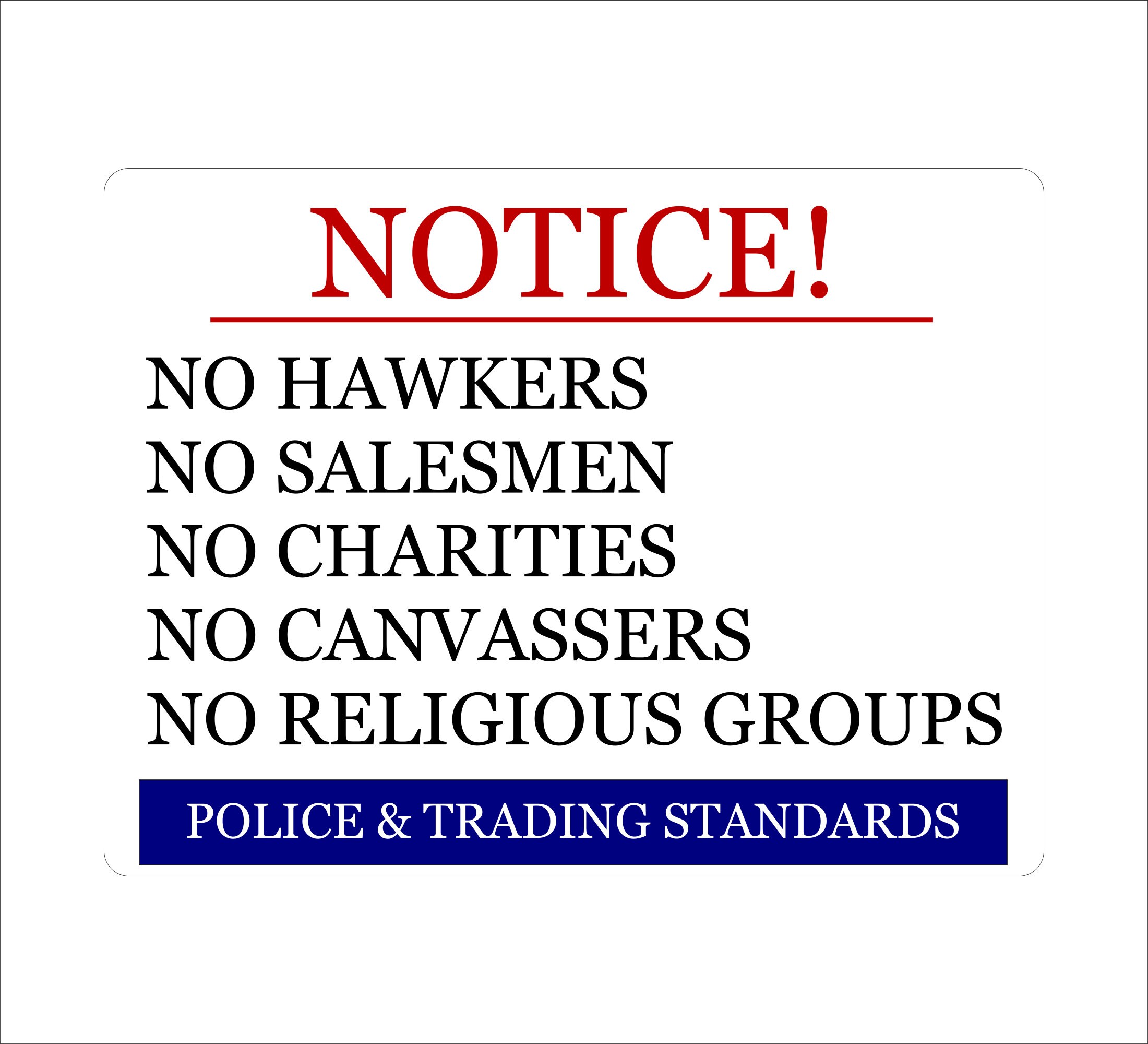 NOTICE No Hawkers Salesmen Aluminium Sign - Etsy