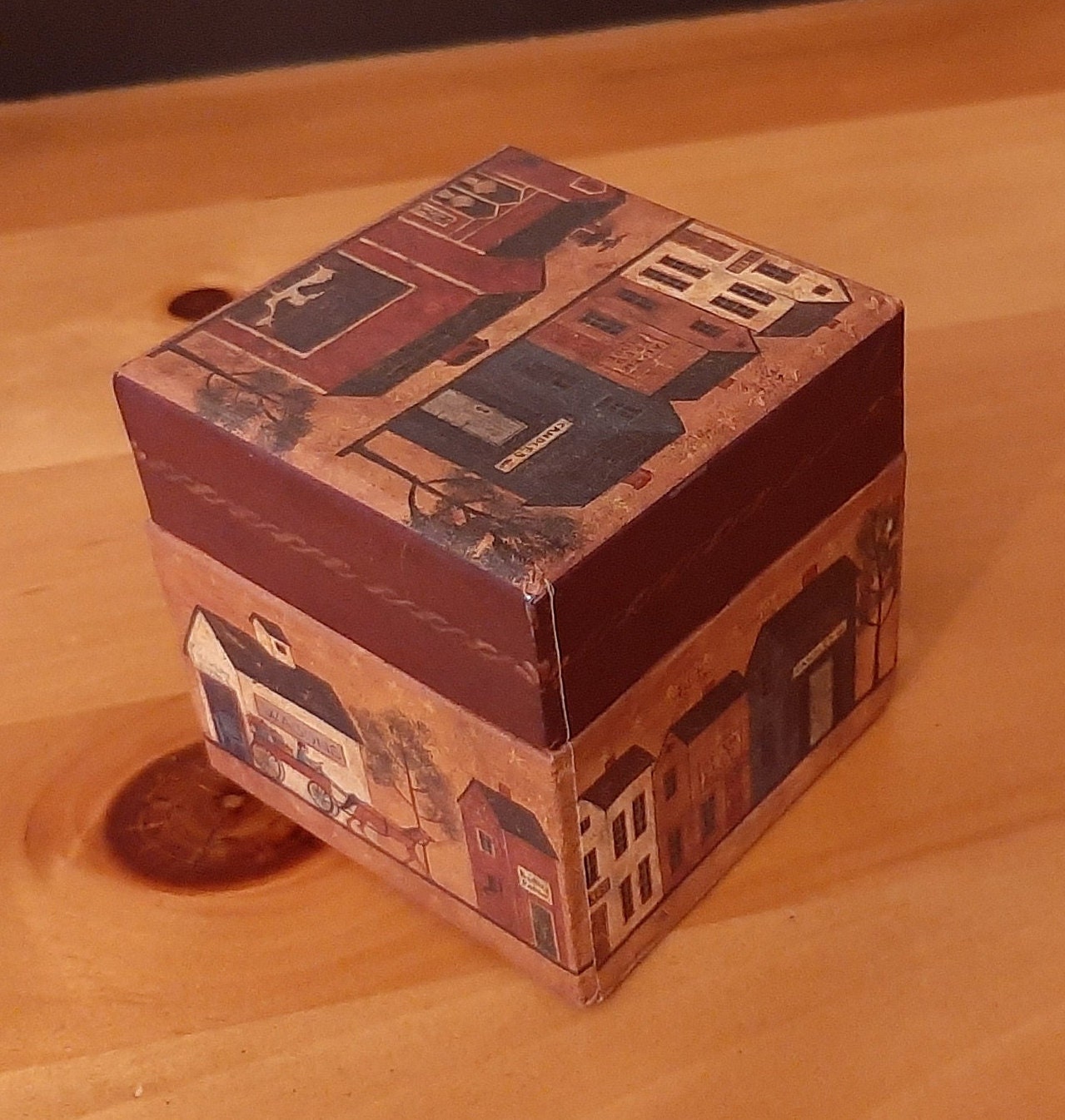 Bob's Boxes Primitives, the Village, Square Shaped Box, Collectible ...