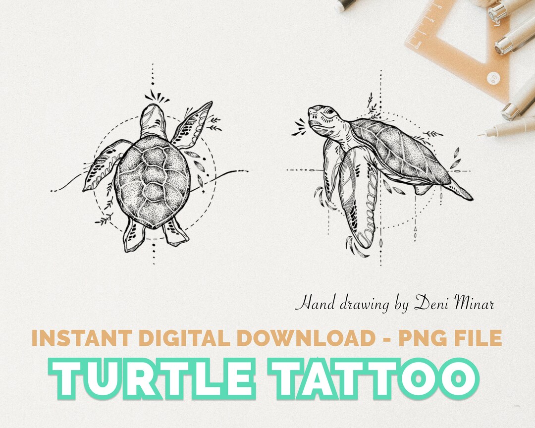 Turtle Small Tattoo Design Hand Drawing for Animal and Ocean Lovers ...
