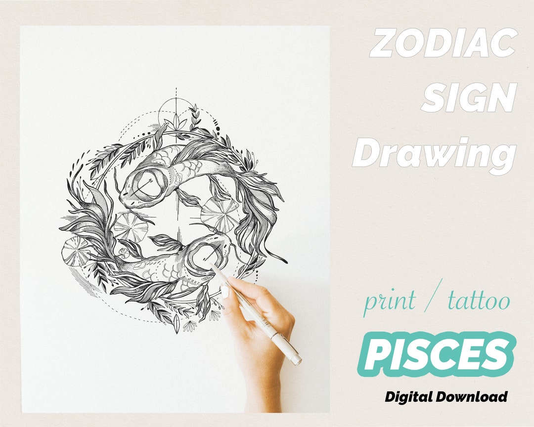 Pisces - Horoscope Zodiac Astrology Star Sign Constellation Wall Art ...