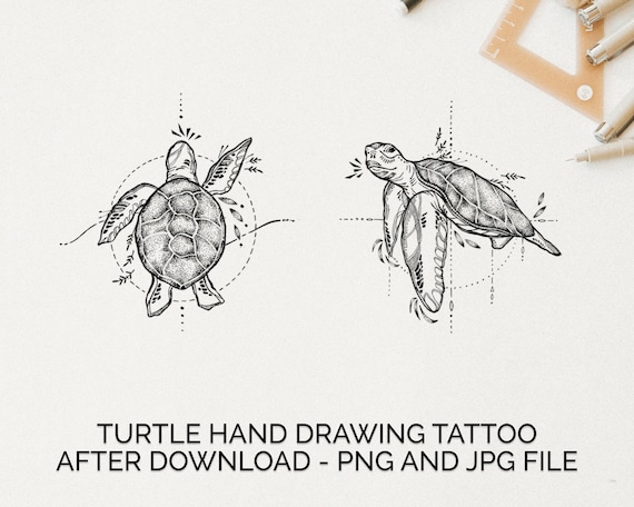 Turtle Tattoo Line Drawing