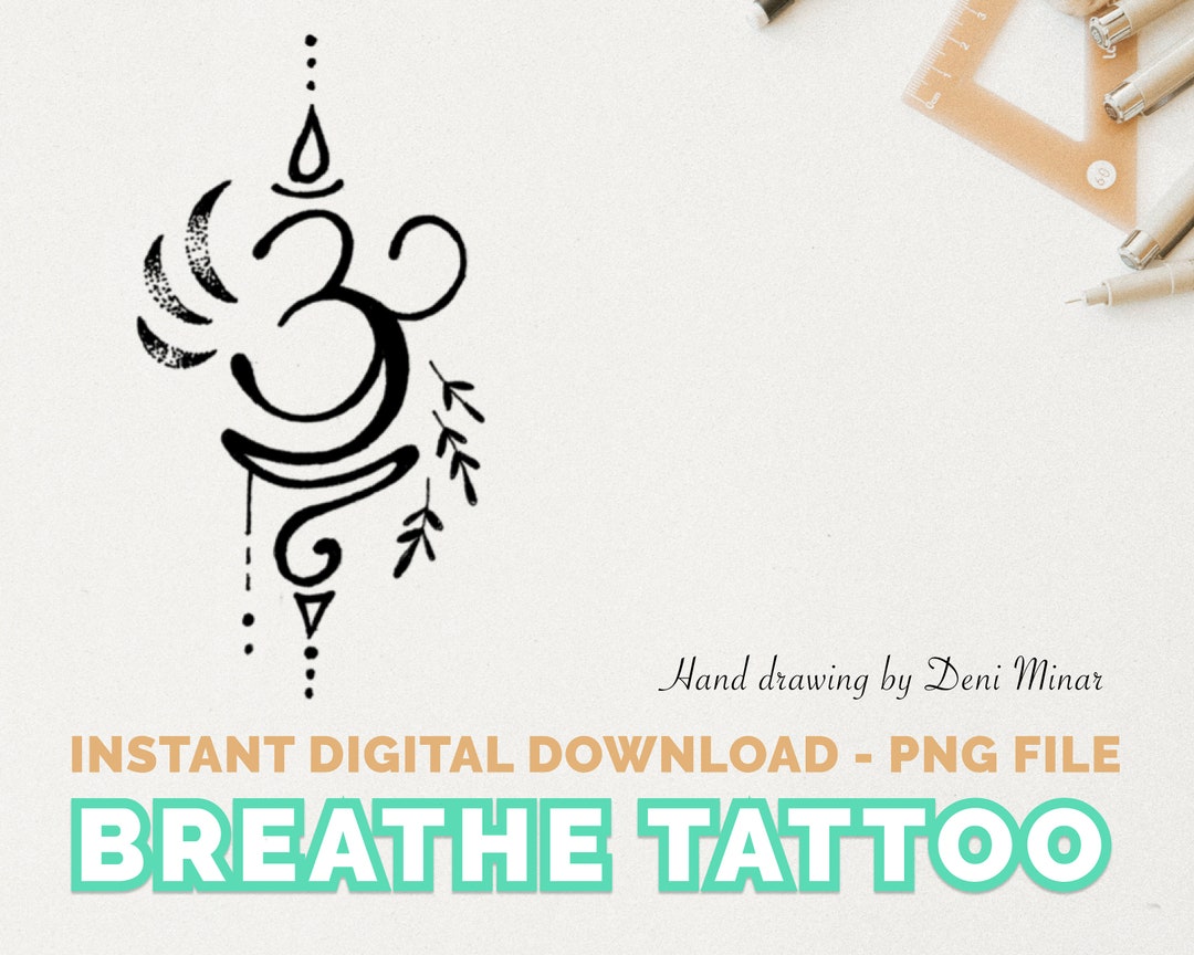 Breathe Sanskrit Symbol - Om Small Tattoo Design Hand Drawing for Yoga ...