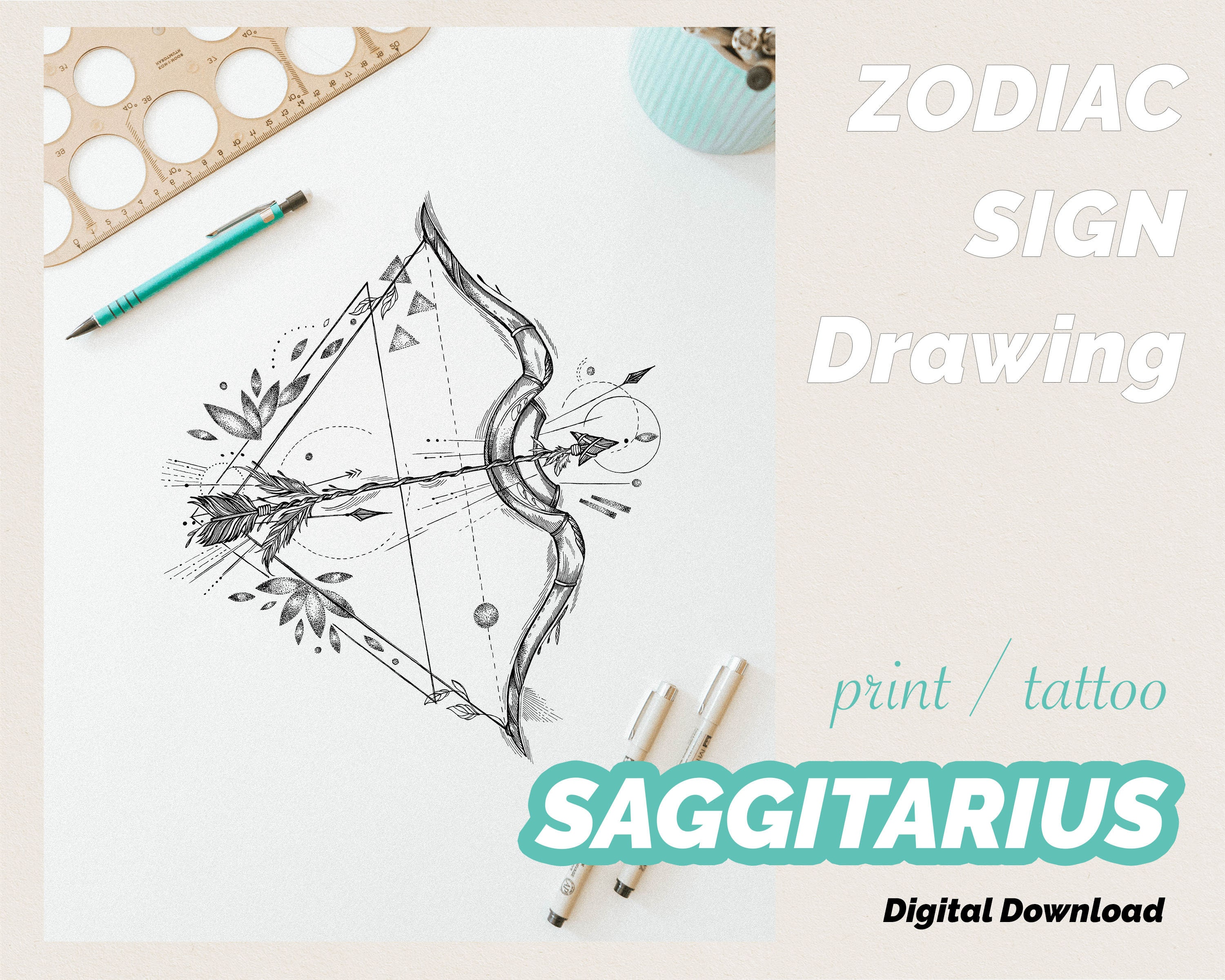 Sagittarius Zodiac Sign Drawings