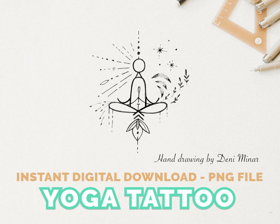 Yoga Tattoo - Line Drawing Design for Yoga Lovers - Instant Digital ...