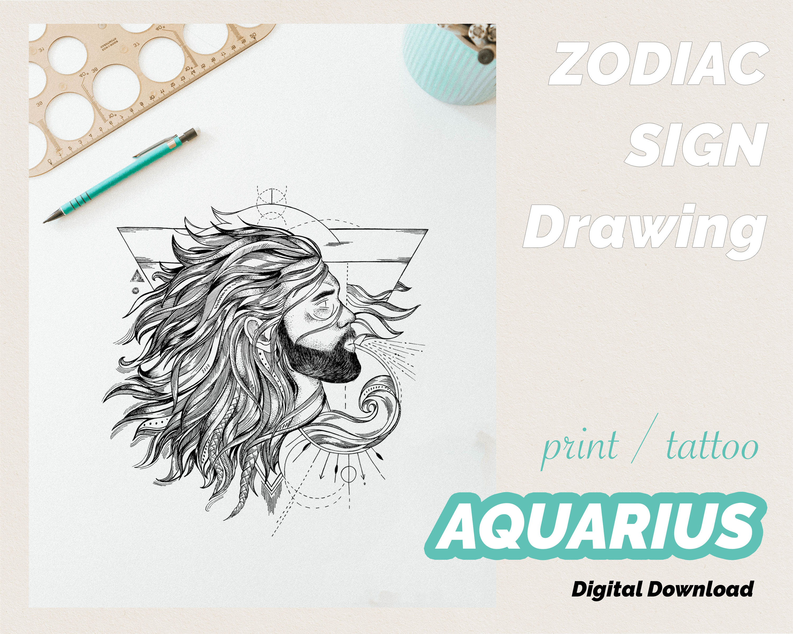 Aquarius Horoscope Zodiac Astrology Star Sign Constellation | Etsy