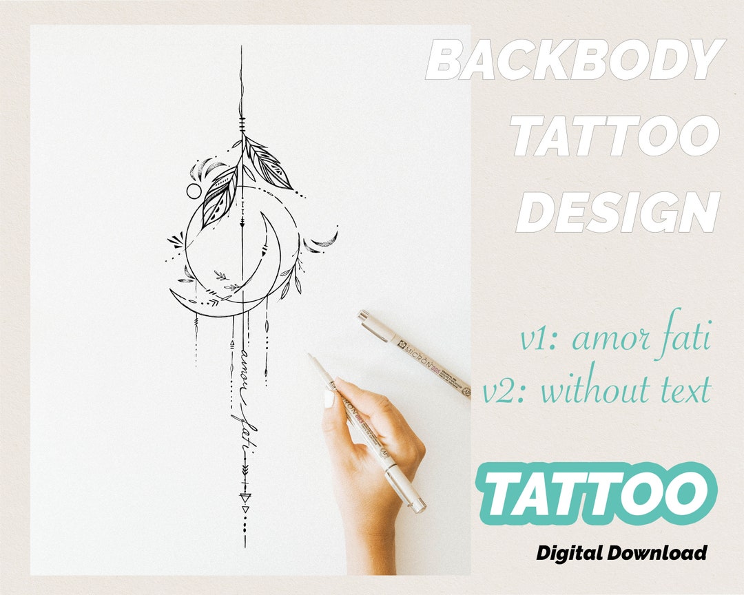Delicate Back Body Tattoo - Moon, Plants, Womanhood - Amor Fati ...