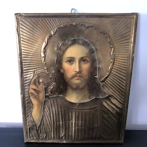 Old Icon of Jesus Christ Oliography - Etsy