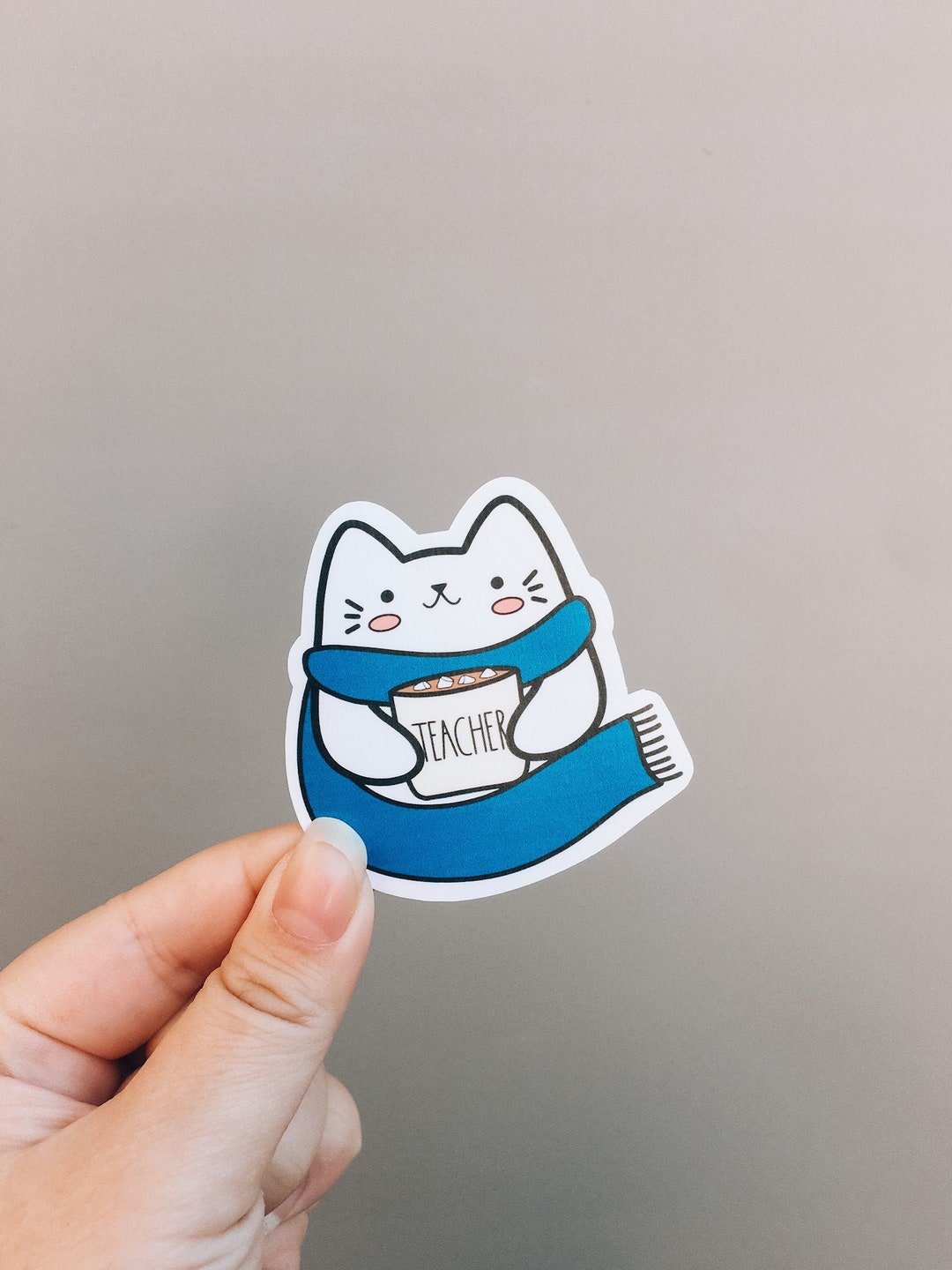 Cozy Teacher Cat Laptop Sticker - Etsy