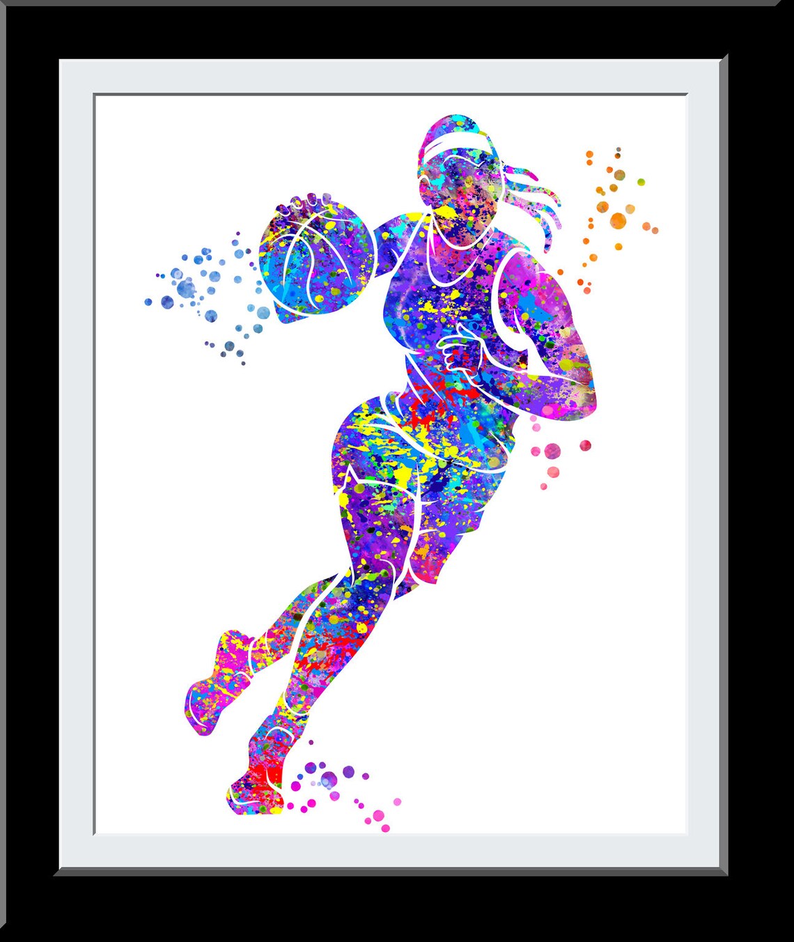 Basketball Player Girl Watercolor Print Female Woman Mom - Etsy