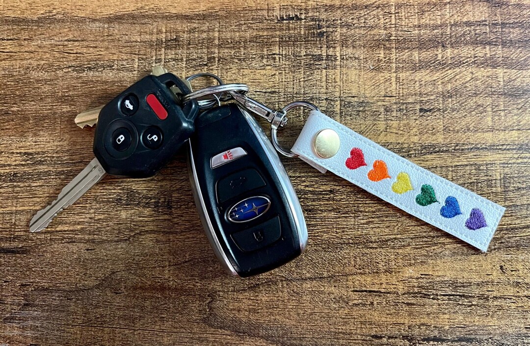 Embroidered LGBTQ Pride Rainbow Heart Key Chain - Etsy