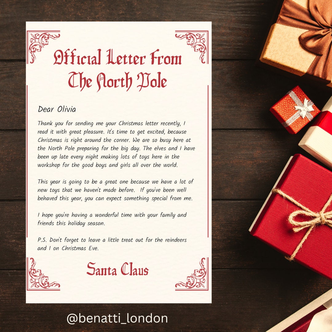 Printable Official Letter From the North Pole Editable - Etsy