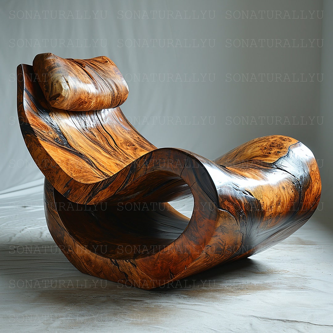 Wooden Lounge Chair AI Art: Carved Rocking Chair (PNG Download) - Etsy