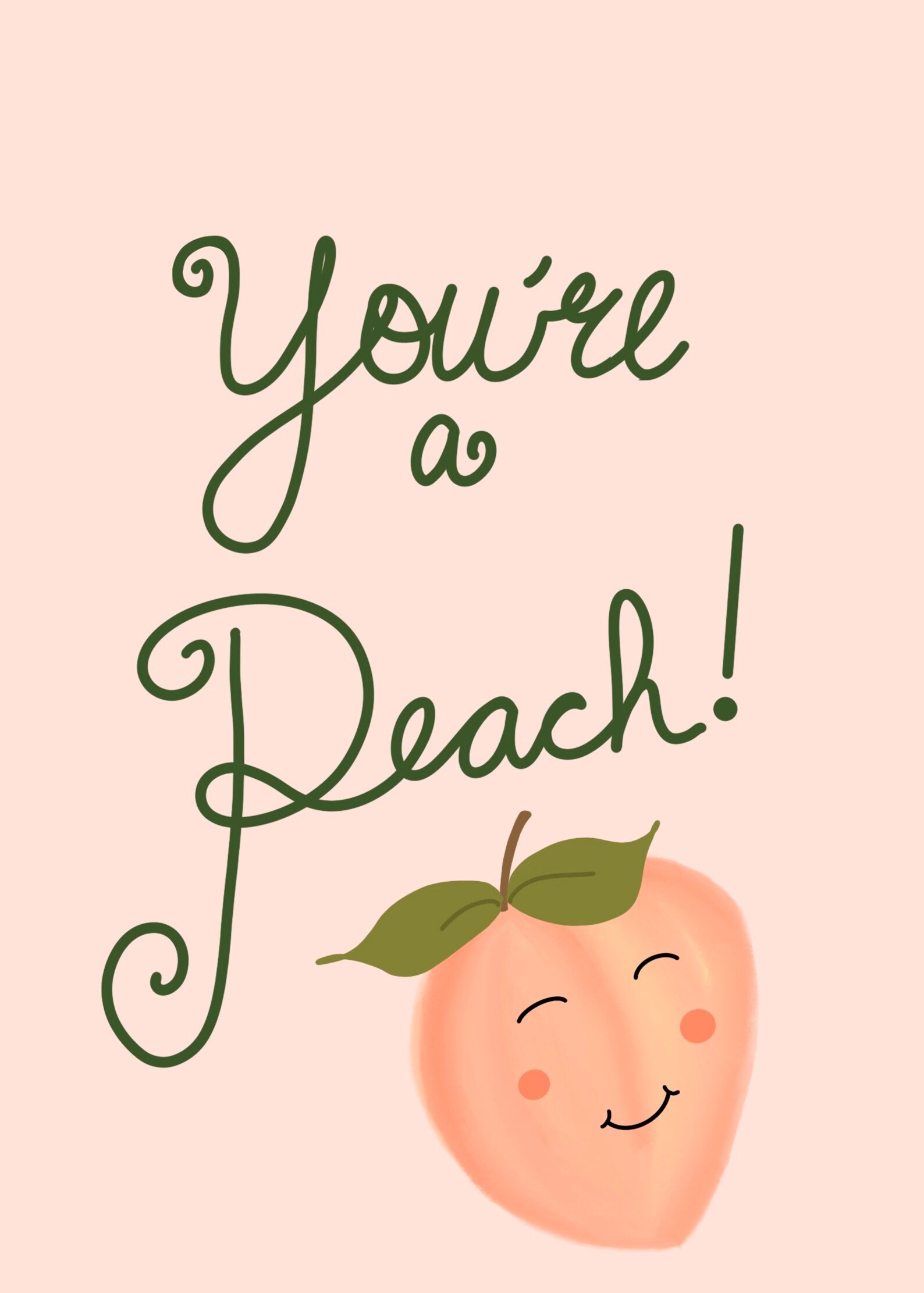 Youre A Peach Thank You Card | Etsy