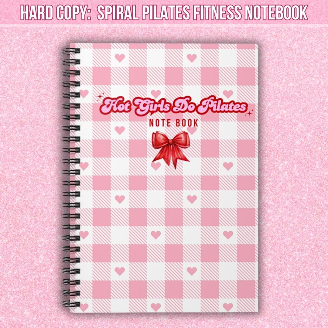 Red Fitness Spiral Notebook, Gifts for Pilates Instructor, Coquette ...