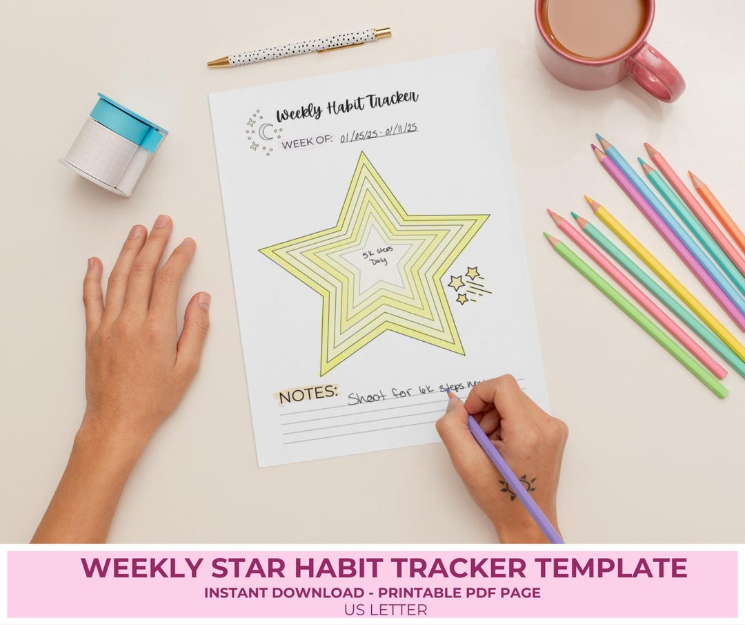 Habit Tracker Printable PDF, Daily, Cute Weekly Habit Tracker Template ...