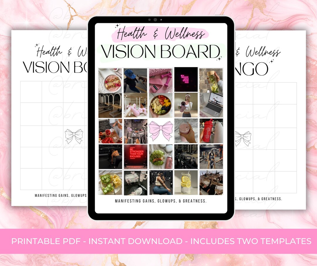 2025 Vision Board Template, Health and Wellness Vision Board Printables ...
