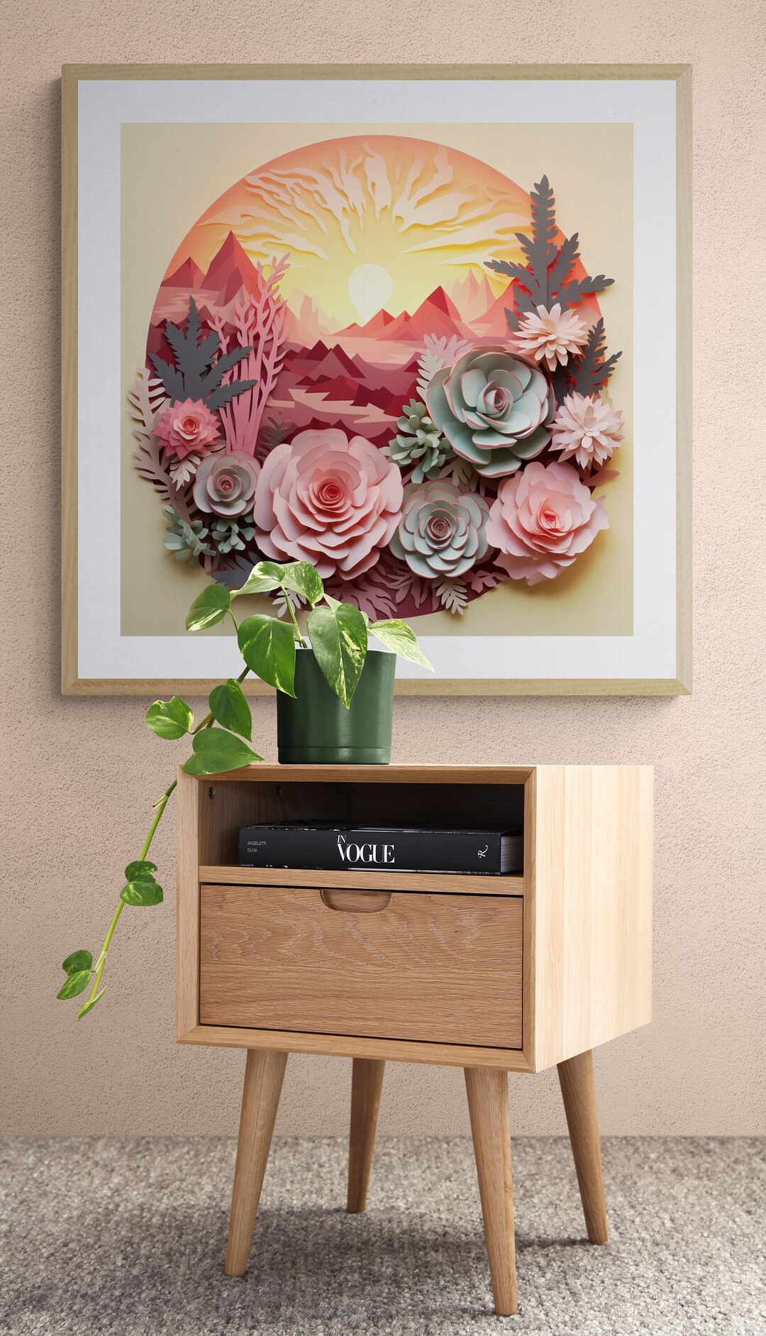 Digital Succulents, Papercut, Print, Sunrise, Sunset, Mountains, Forest ...