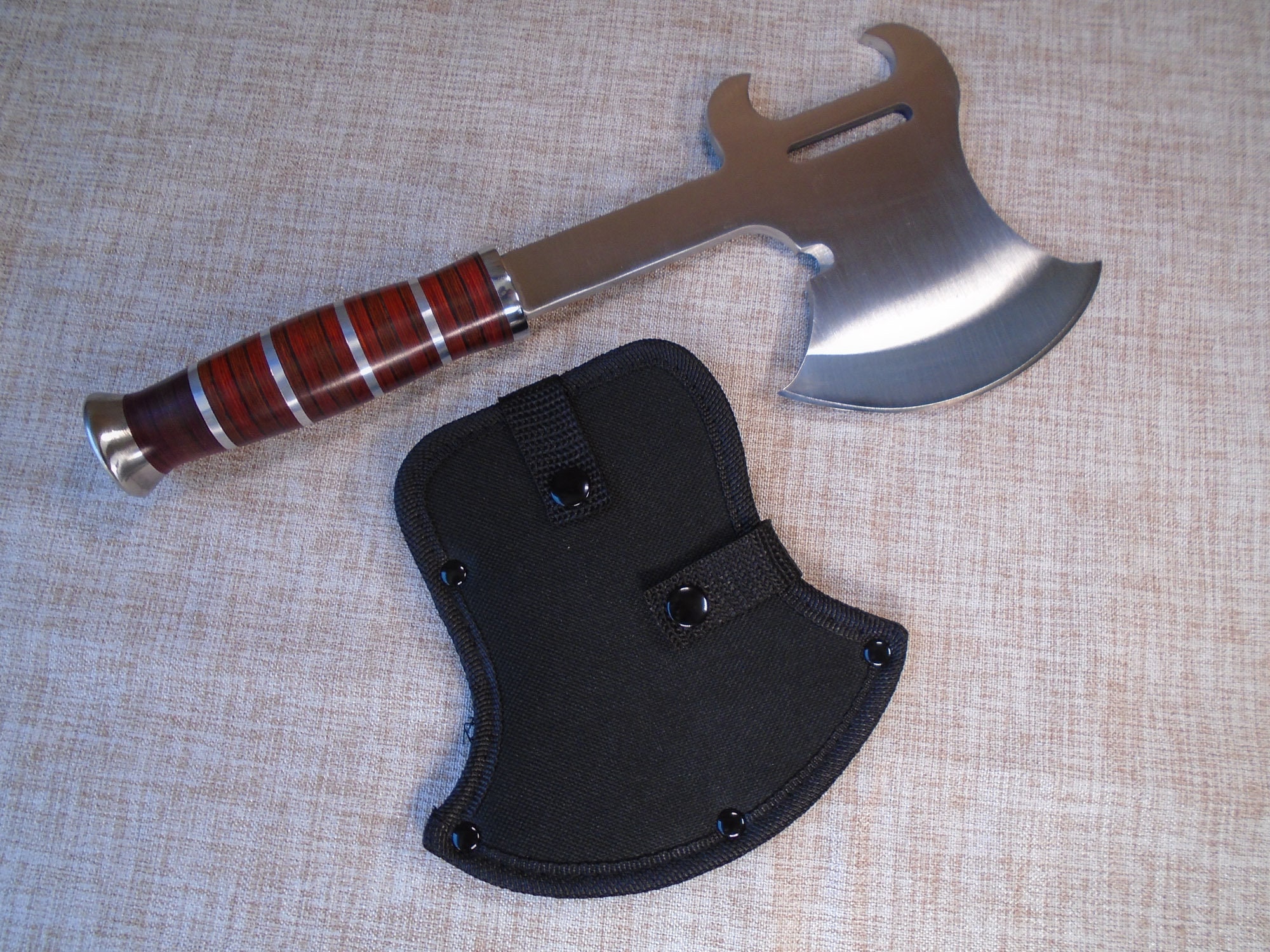 Hand Axe Hatchet Multi Tool Wood Handle Axe With Sheath Multi Purpose ...