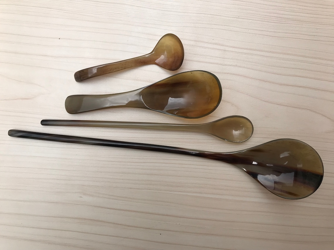 Combo 4 Horn Spoons, Buffalo Horn Spoon, Handmade Buffalo Horn Spoon ...