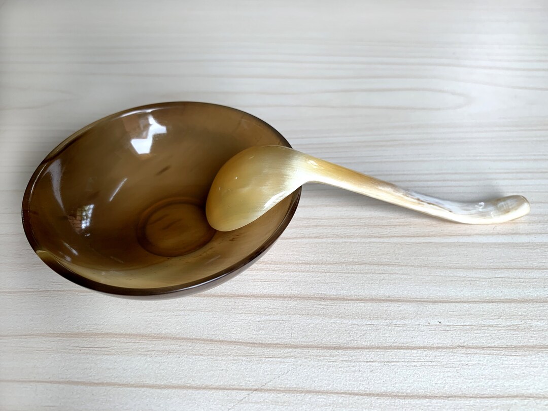 Buffalo Horn Spice Tiny Bowl and Spoon Set, Spice Bowl, Mini Bowl ...