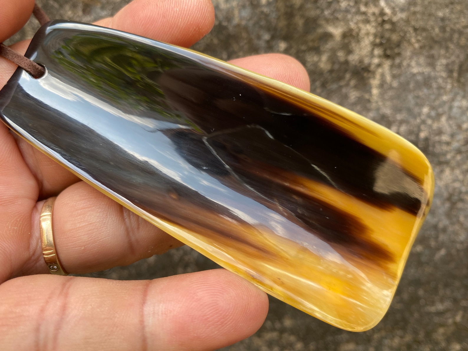 1 X Shoe Horn Personalized, Travel Engraved Buffalo Horn, Short Handle ...