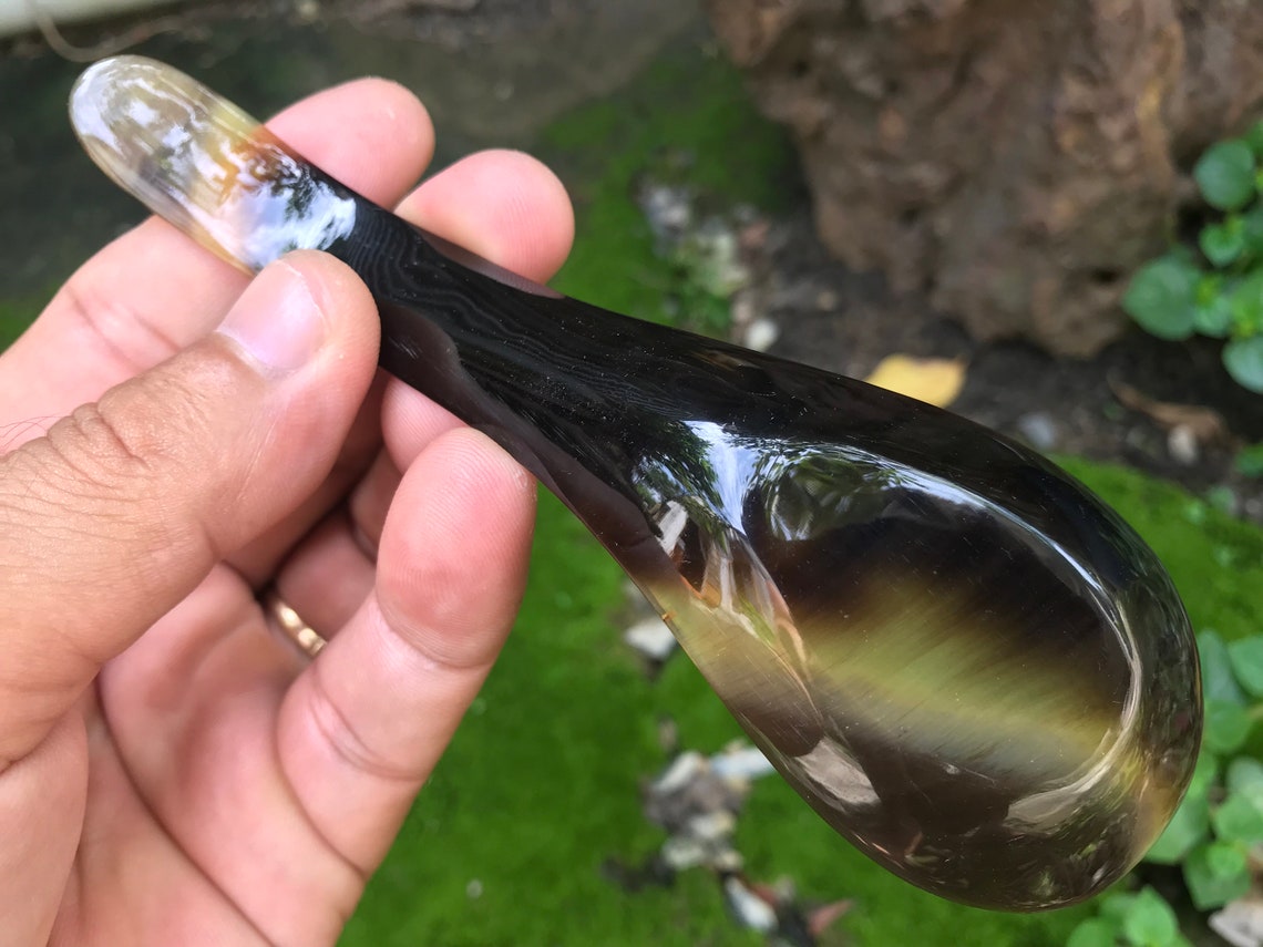 2 Short Handle Spoons, Buffalo Horn Miso Soup Spoon, Horn Miso Spoon ...