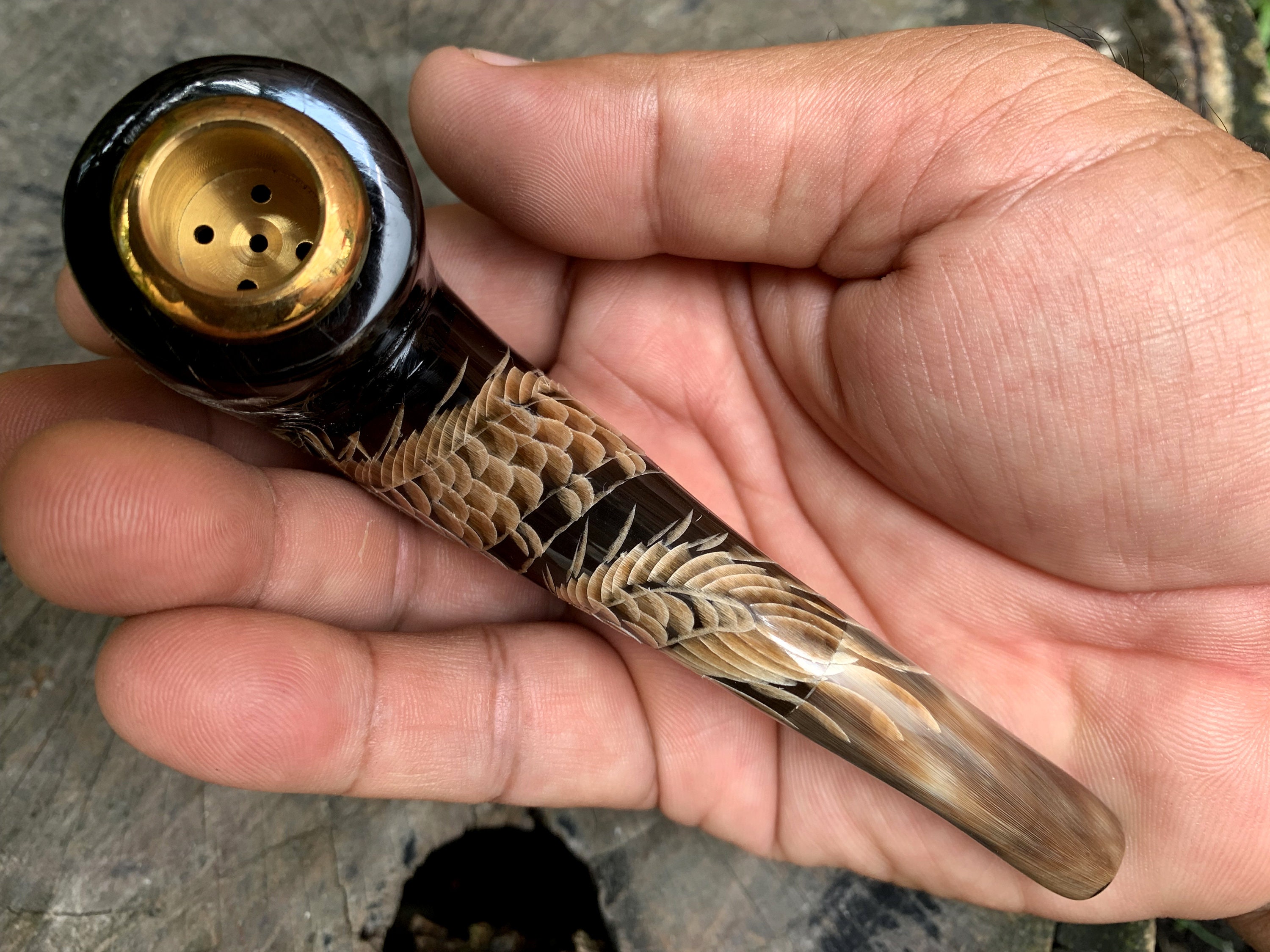 Tobacco Pipes Dragon Engraved Pipes for Tobacco Buffalo Horn - Etsy