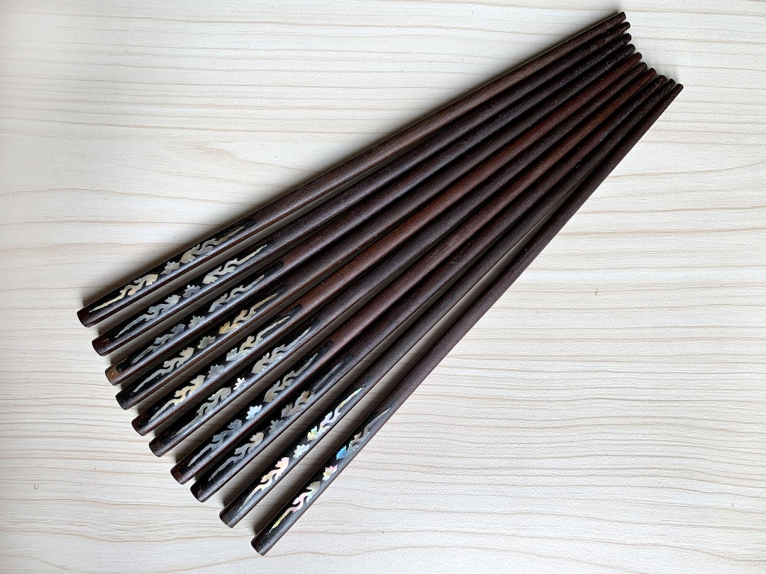 Set 5 Pairs of Rosewood Chopsticks With Mother Pearl Inlaid, Handmade ...
