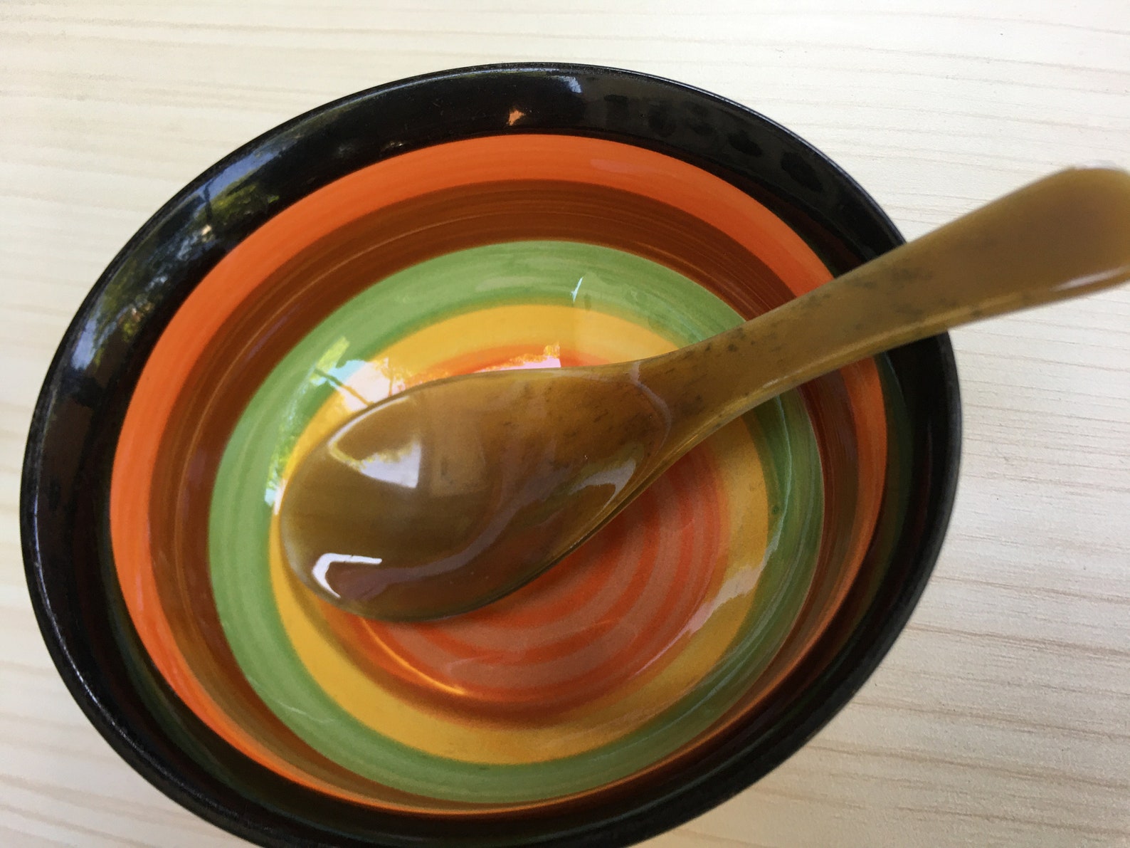 2 Short Handle Spoons, Buffalo Horn Miso Soup Spoon, Horn Miso Spoon ...