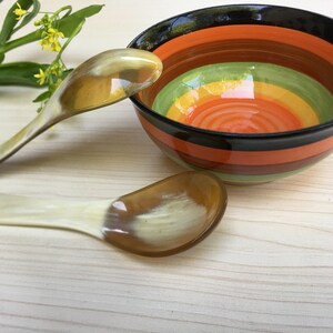 2 Short Handle Spoons, Buffalo Horn Miso Soup Spoon, Horn Miso Spoon ...