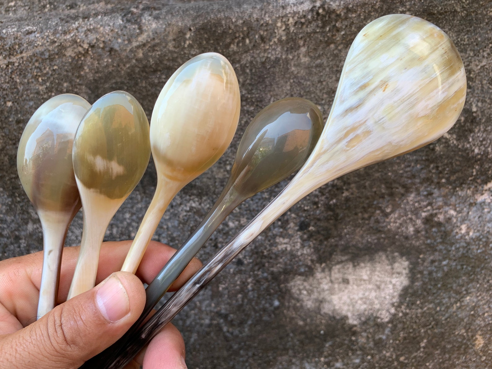 Combo 5 Horn Spoons, Spoons Collection, Buffalo Horn Spoon, Handmade ...