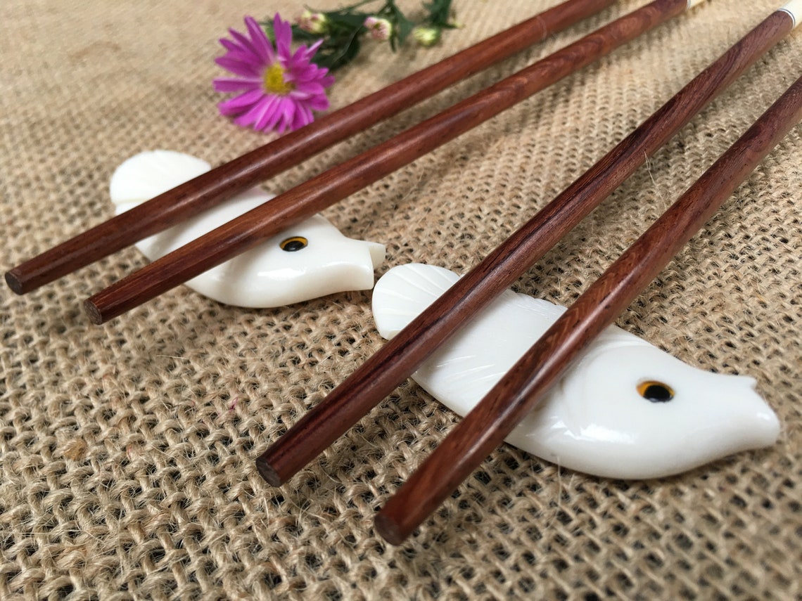 Combo 2 Chopsticks Set With Rests: 2 Pairs of Rosewood | Etsy