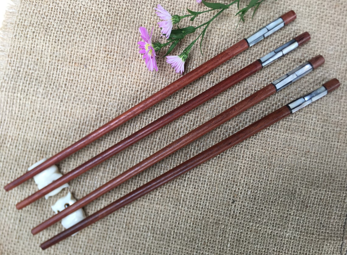 Combo 2 Chopsticks Set With Rests: 2 Pairs of Rosewood - Etsy