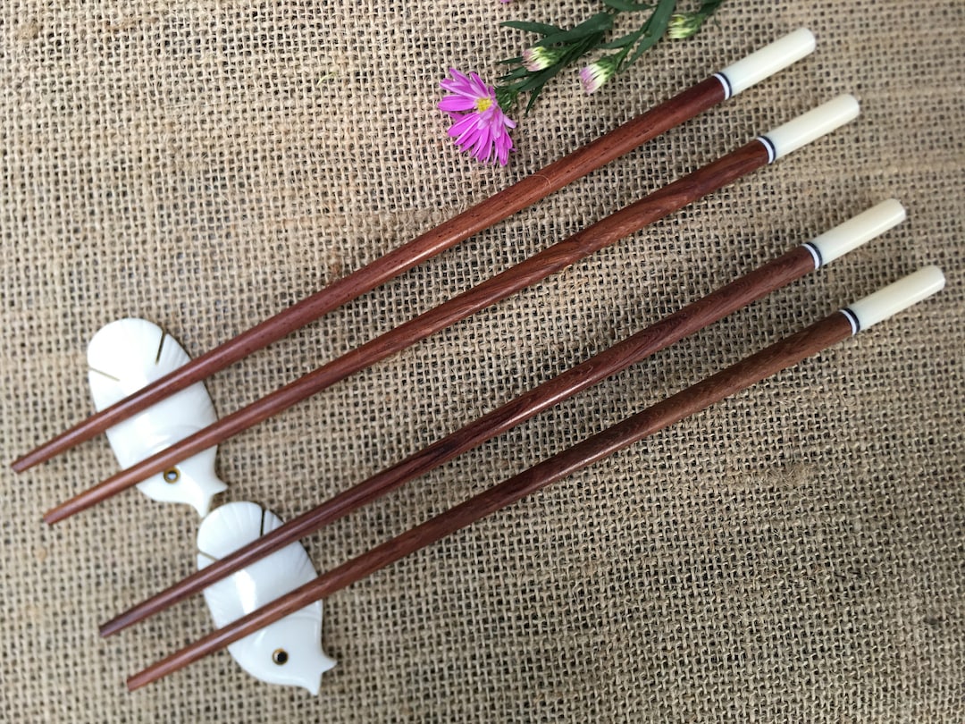 Combo 2 Chopsticks Set With Rests: 2 Pairs of Rosewood Chopsticks and 2 ...